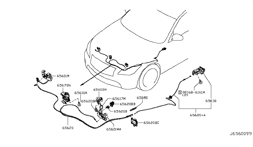 65601-1MA0B | Genuine Infiniti #65601-1MA0B LOCK ASSY HOOD