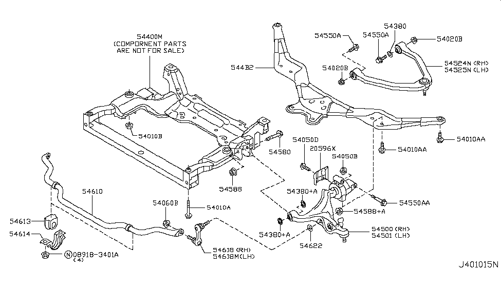 544B2-JK50B | Genuine Infiniti #544B2-JK50B BAR ASSY, FRONT