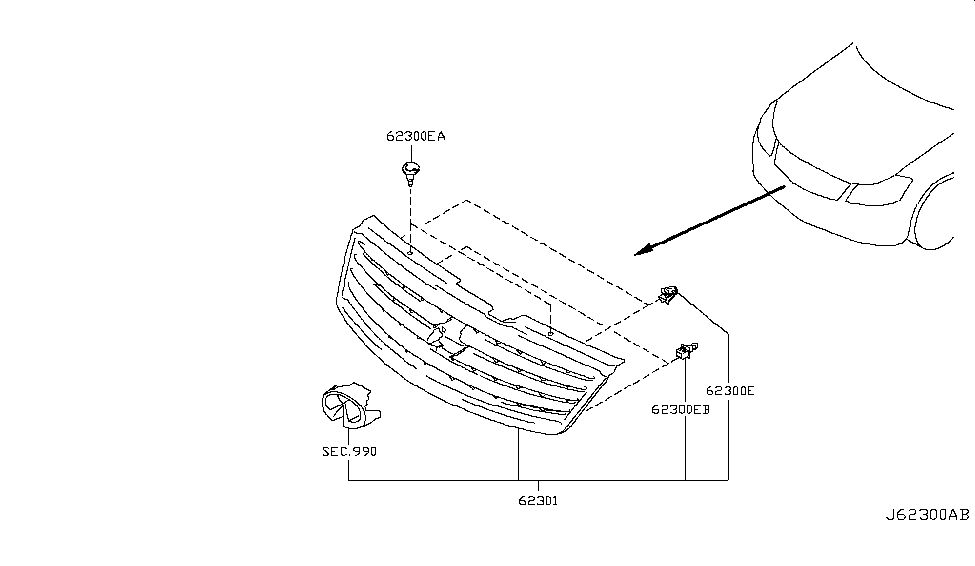 2009 Infiniti M35 Front Grille - Infiniti Parts Deal