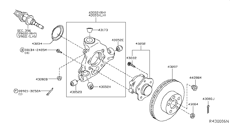 43202-3JA0B | Genuine Infiniti #43202-3JA0B HUB ASSY-REAR