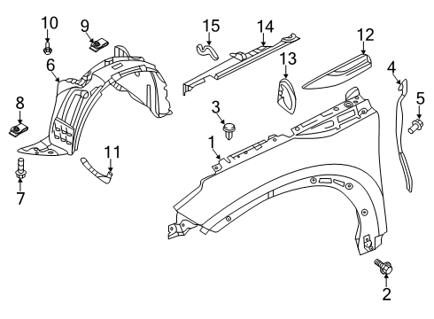638A2-5NA0B Genuine Infiniti #638A25NA0B Insulator-Front Fender